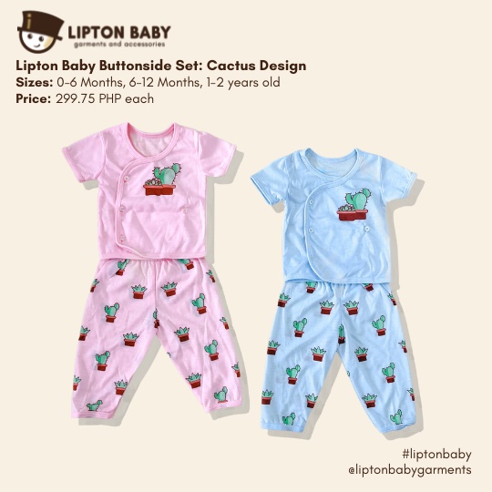 Lipton Baby Buttonside Top & Pajama Pants Set: Cactus Design | Shopee ...
