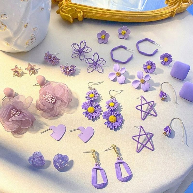 🇵🇭 COD OnHand S925 Silver Random Geomatric Beach Retro Design Flower ...