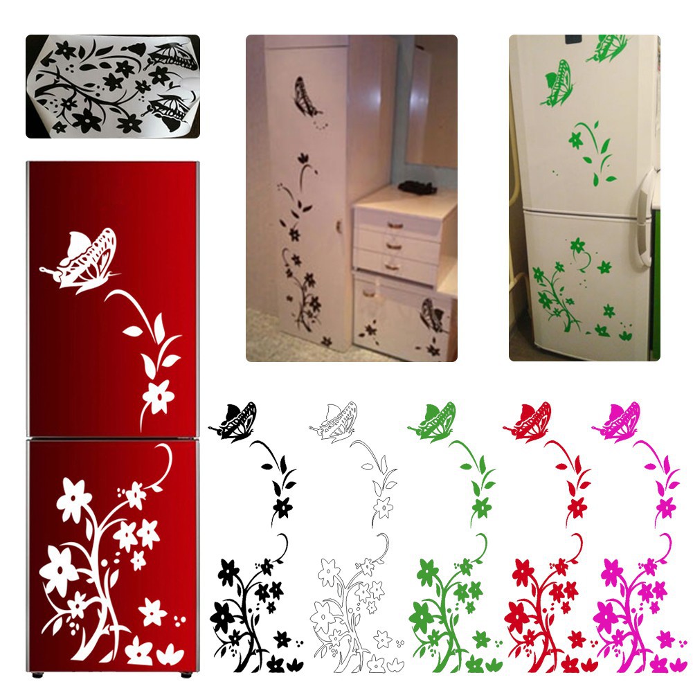 Creative Butterfly Flower Pattern Refrigerator Sticker Home Decor Wall ...