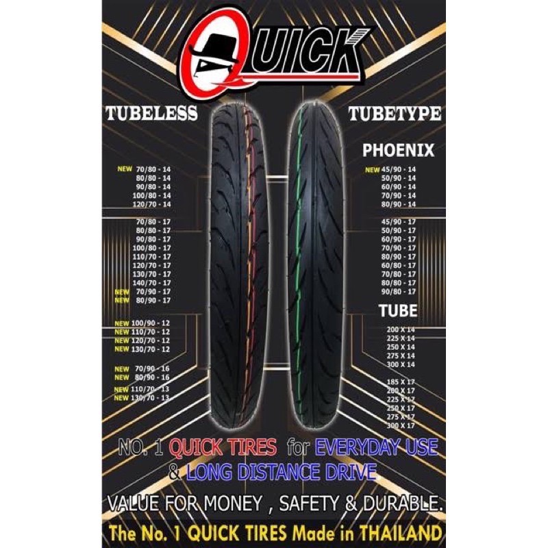 QUICK TIRE PHOENIX TUBELESS STOCK SIZE NMAX SET FREE PITO | Shopee ...