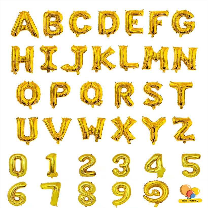 16inch Gold Letter Number Foil Balloon Birthday Party Wedding ...