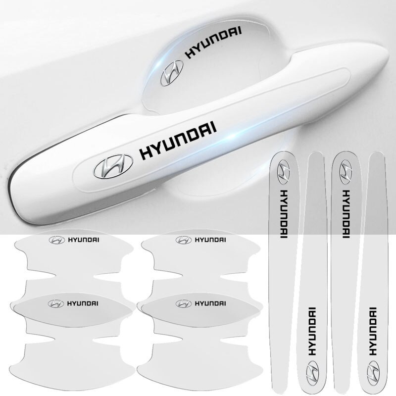 8pcs Hyundai Car Door Handle Transparent Protective Stickers Foil For ...