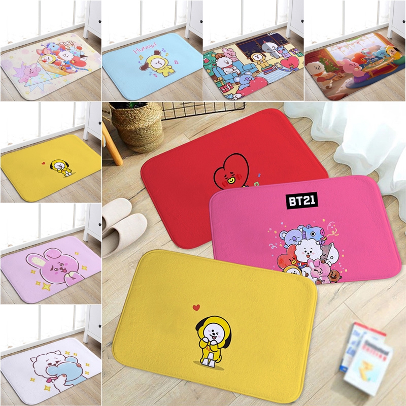 40*60cm 50*80cm BT21 Pattern Anti-Slip Suede Carpet Door Mats Doormat ...