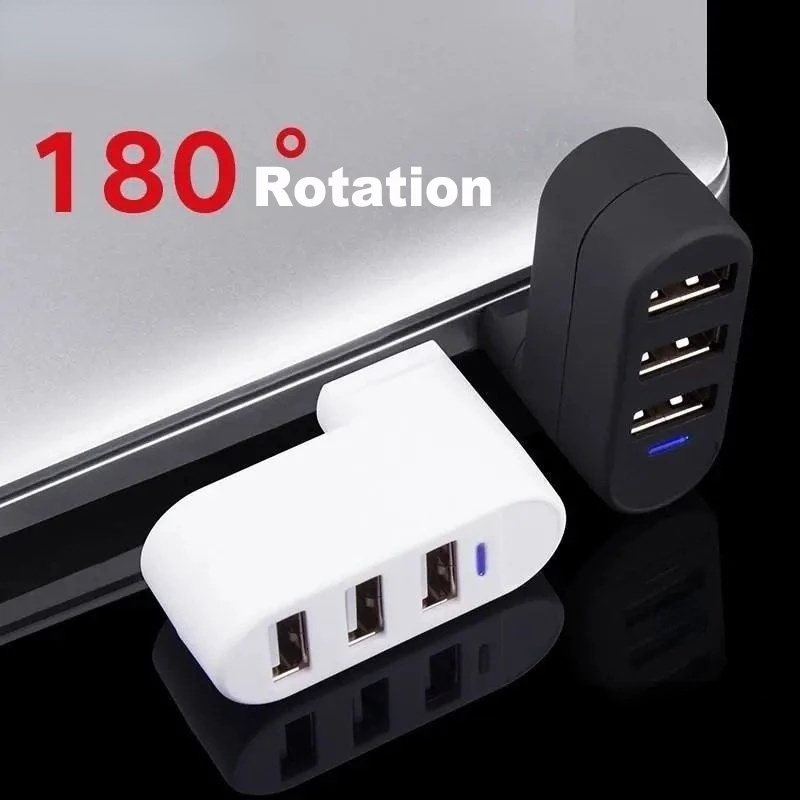 1Pc 5*4.3Cm Mini HUB Splitter / 180° Rotation USB 2.0 Three-port ...