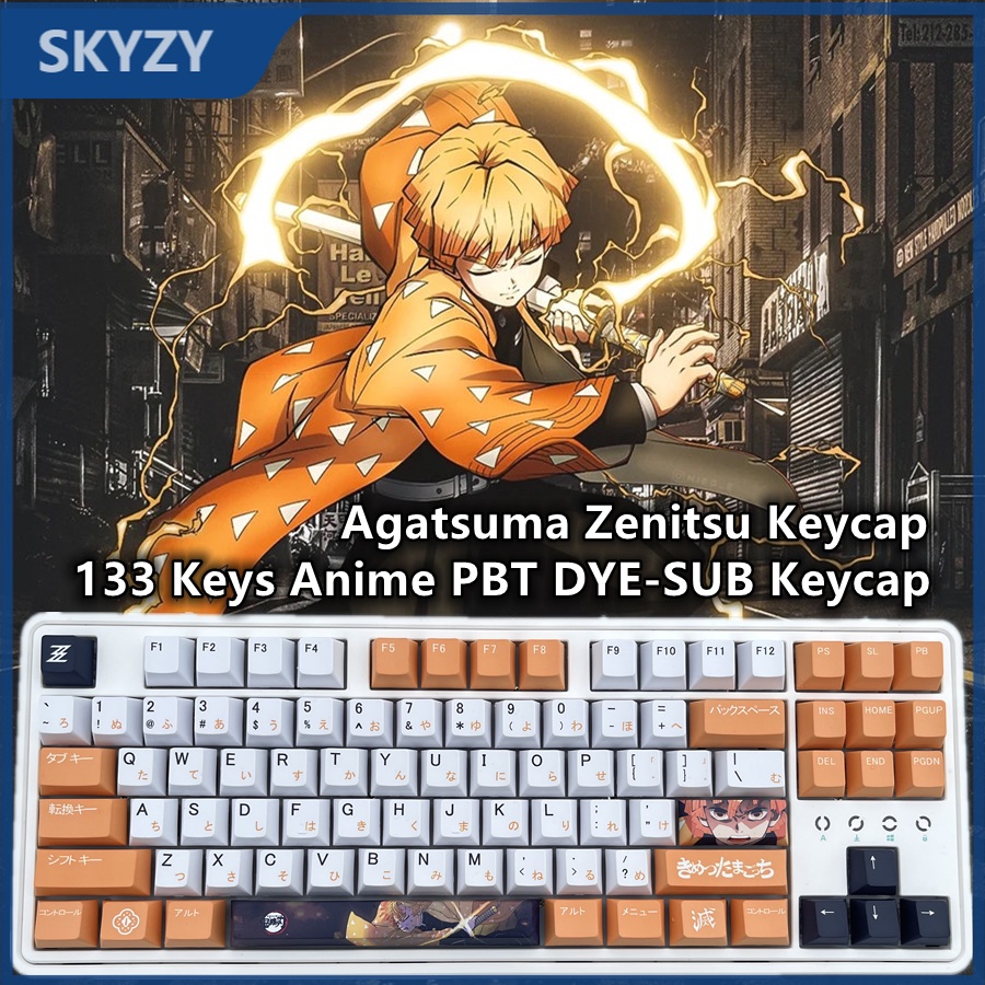 Agatsuma Zenitsu Keycap Cherry Profile Demon Slayer Anime PBT DYE-SUB ...