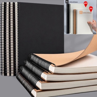 A5/B5 Steno Spring Notebook 60Sheets Kraft Black Cover Notebook Office ...
