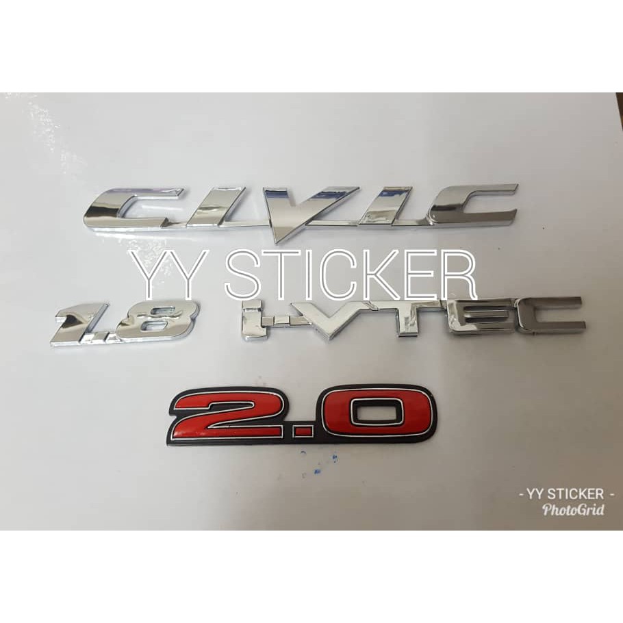 Emblem Logo Honda civic 1.8 I-VTEC 2.0 RED FOR HONDA CIVIC FD / CIVIC ...