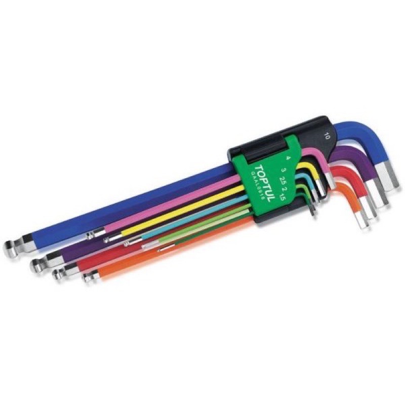 Toptul 9pcs colour ring extra long type ball point hex key wrench set GAAL0918 | Shopee Philippines