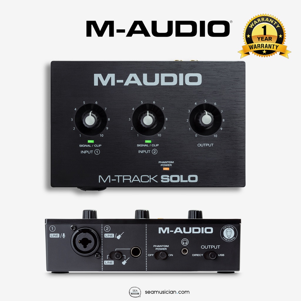 M-AUDIO M-TRACK SOLO 2 IN 2 OUT USB AUDIO INTERFACE W/01 MIC PREAMP ...