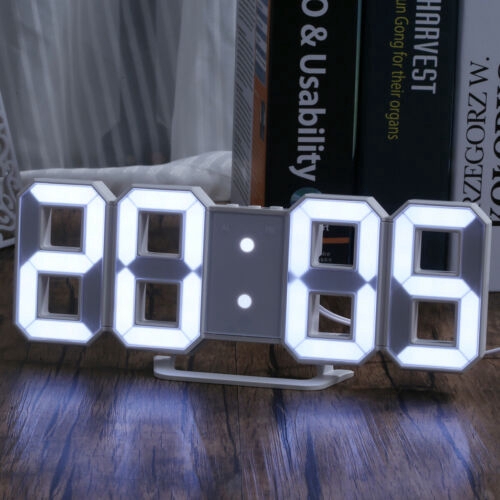 Modern Digital 3D White LED Wall Clock Alarm Clock12/24 Hour | Shopee ...