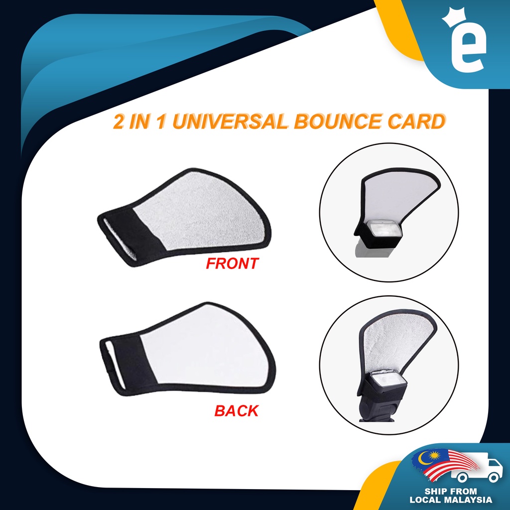 2 in 1 Universal Bounce Card DSLR Flash Bounce Card Speedlite Diffuser ...