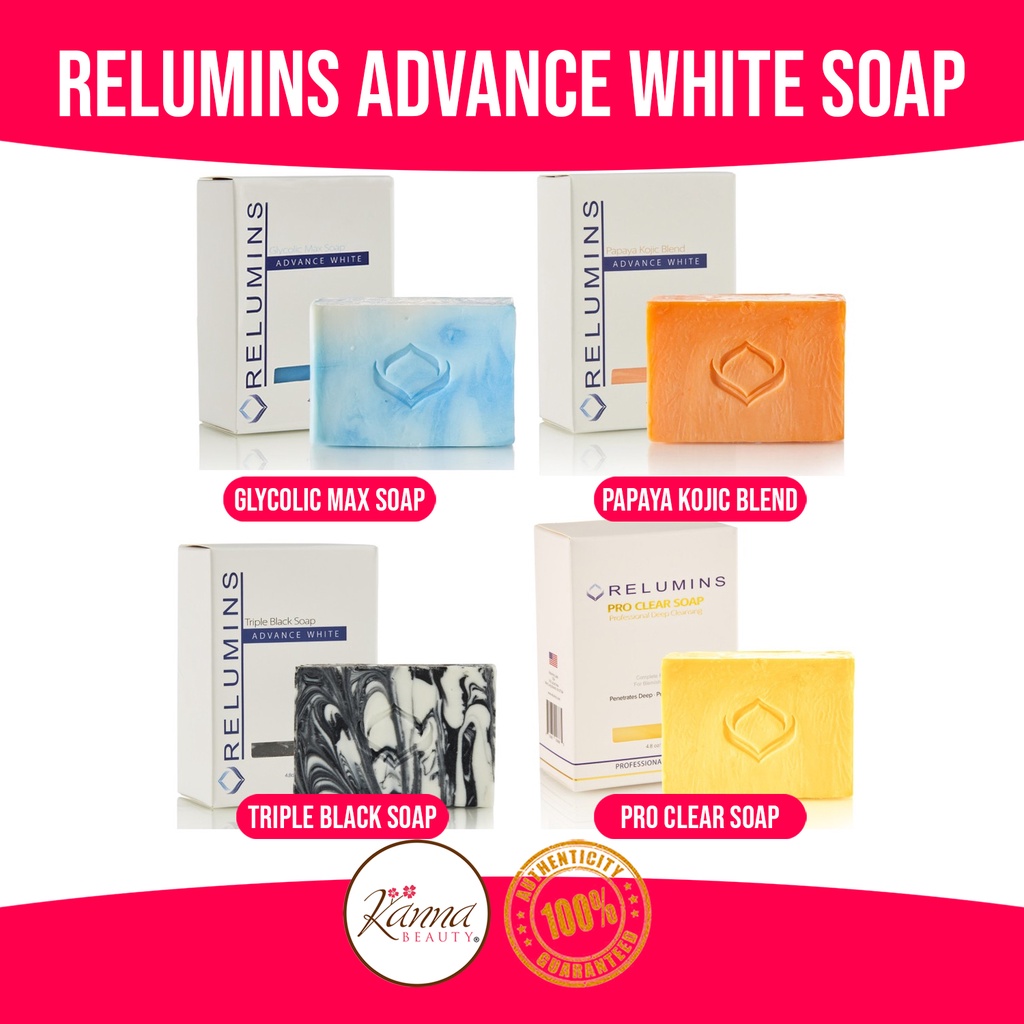 RELUMINS SOAP - Choose:Acne, glycolic, triple black, papaya | Shopee ...
