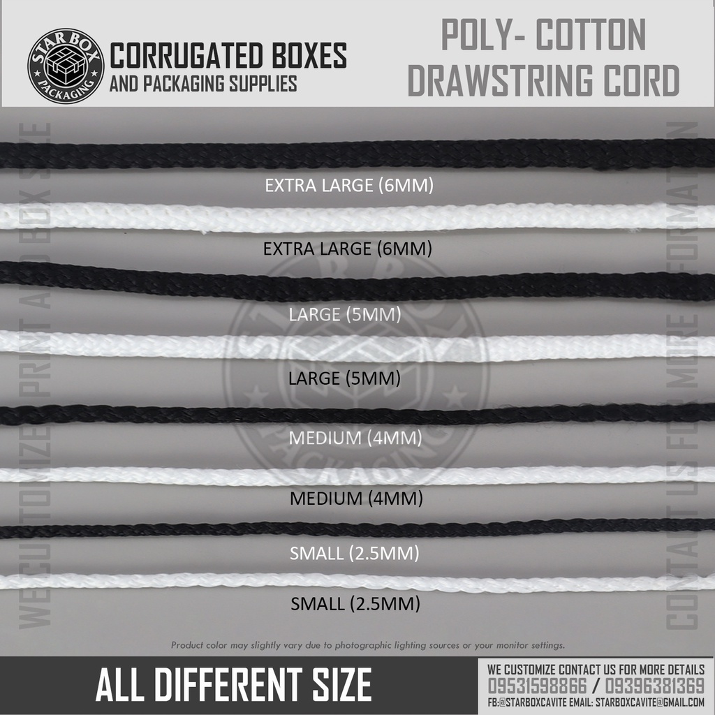 Starbox Polyester Cotton Round Drawstring Cord 2.5mm 4mm 5mm 6mm Black ...