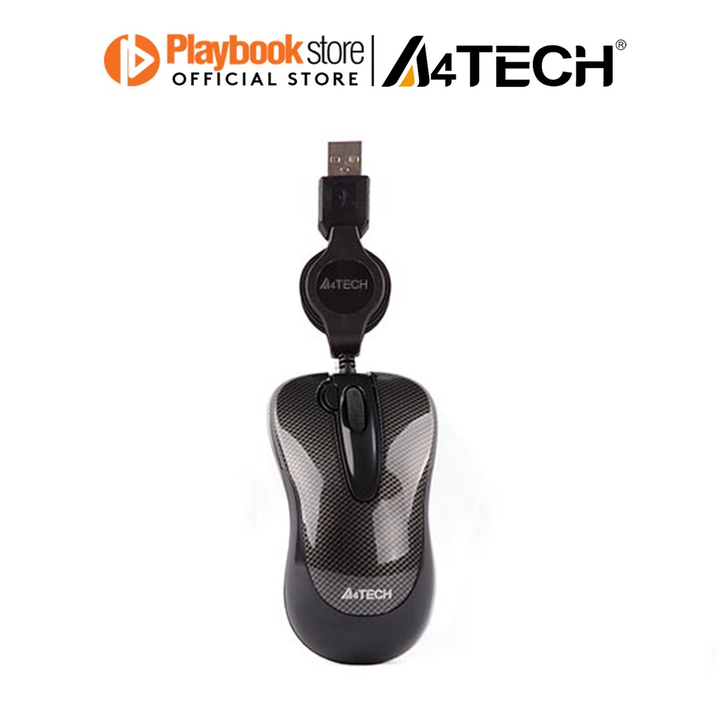 A4Tech N-60F-2 Mini Carbon 1000 Dpi Retractable Cable Plug & Play ...