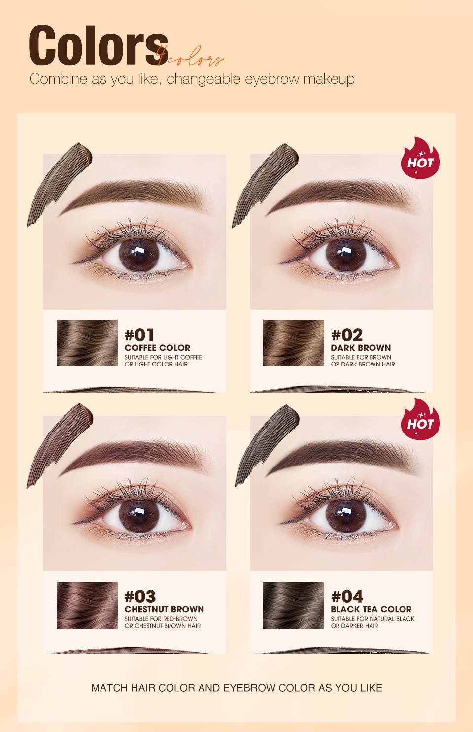 O.Two.O Waterproof Eyebrow Cream With Brush Eyeliner Smudge-Proof High ...
