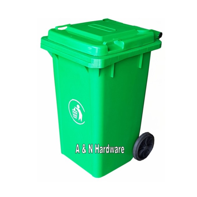 100L / 120L Large Garbage Bin with Wheels / Green Garbage Bin Outdoor ...