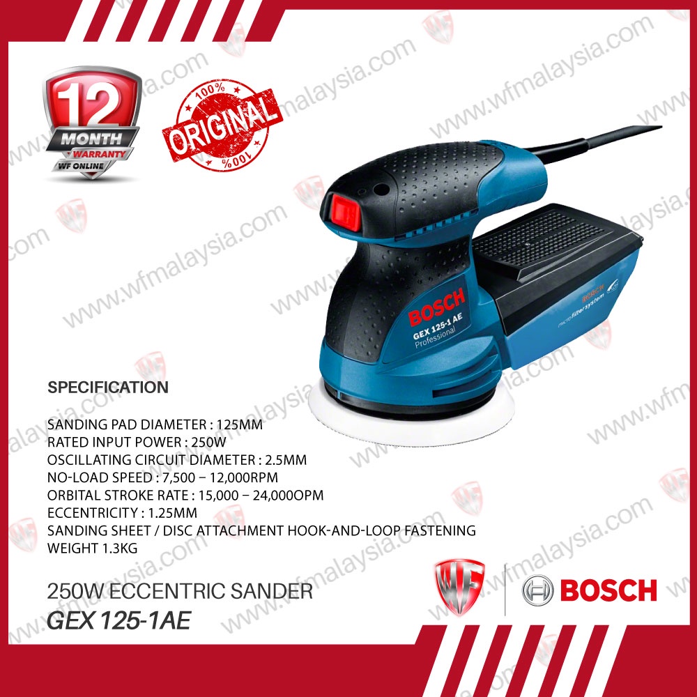 Bosch GEX 125-1AE Eccentric Sander Random Orbital Sander 06013875L0 ...