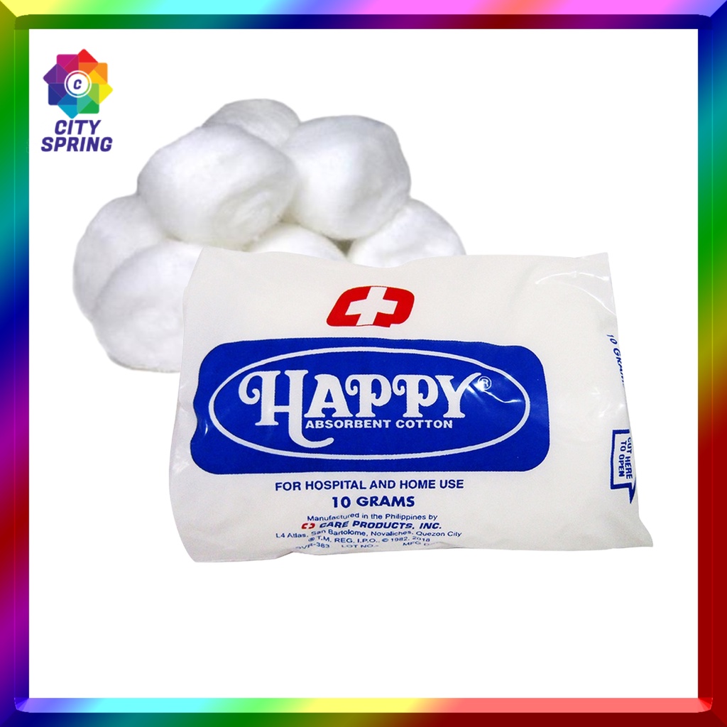 Happy Absorbent Cotton Bulak 10 grams 1 pack | Shopee Philippines