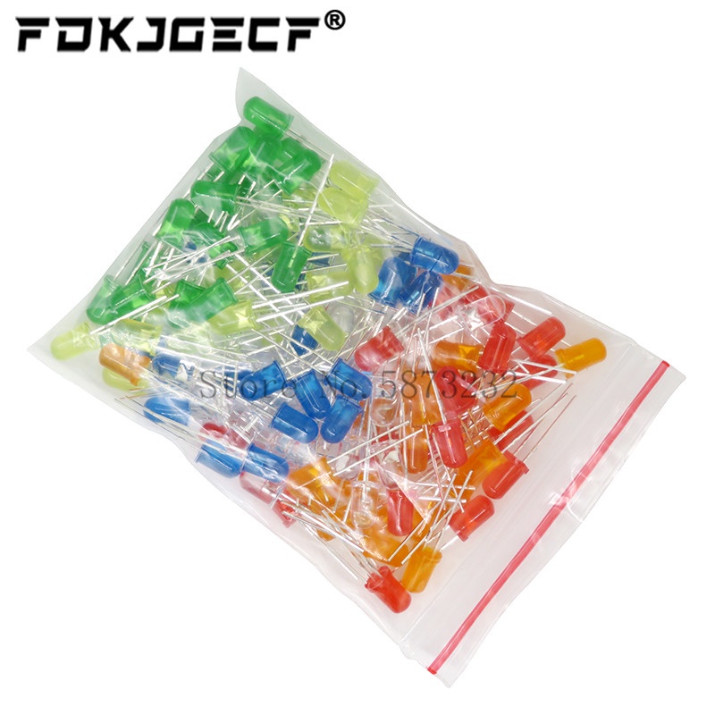 120pcs 6color X 20pcs 5mm LED Light Assorted Kit DIY LEDs Set White Yellow Red Green Blue Orange ...