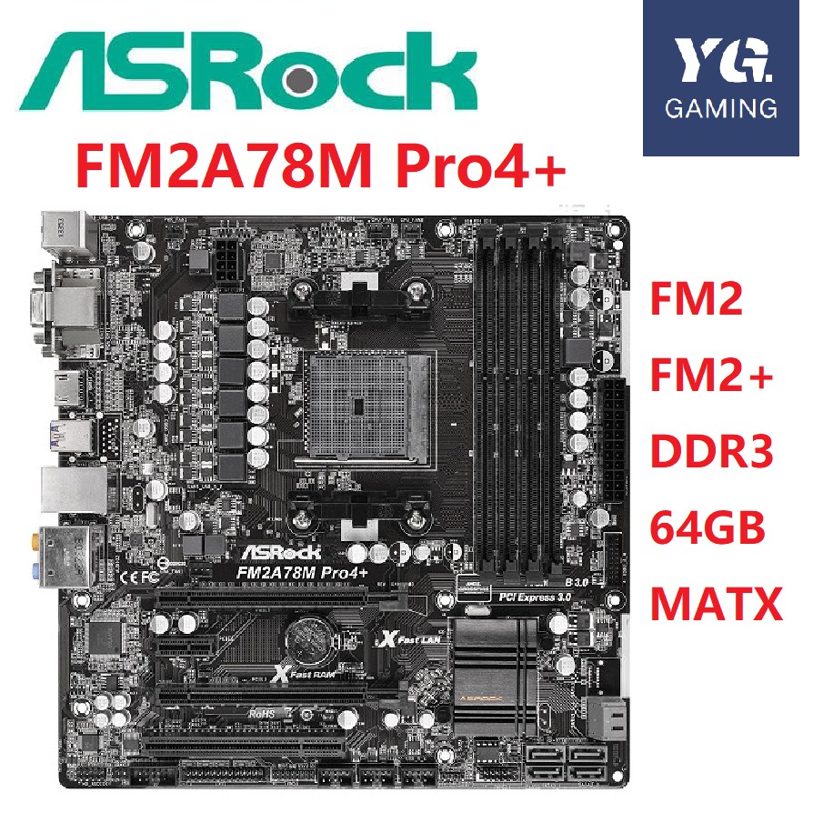 ASROCK FM2A78M Pro4 Desktop Motherboard A78 Socket FM2/FM2+ DDR3 64GB MATX Original Used ...