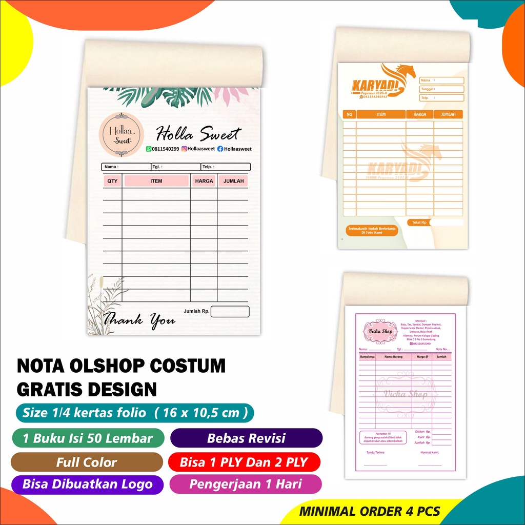 Online SHOP NOTES FREE DESIGN / OLSHOP FULL COLOR NOTES / COSTUM NOTES ...