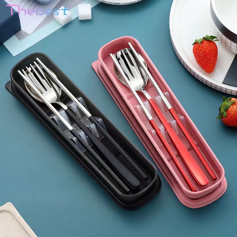 Thebest New Matte 3 in 1 Chopsticks Spoon and Fork travel Creative ...