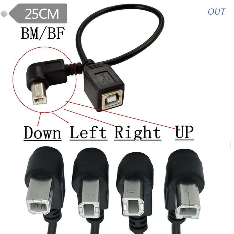 OUT USB 2.0 Type-B Printer Cable USB B Female to Type-B Male (90 Degree ...