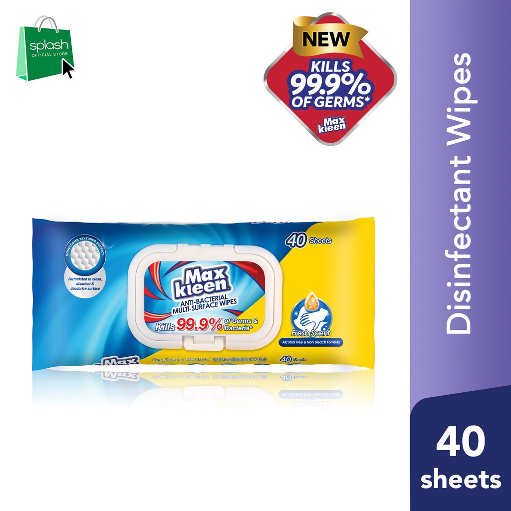 Splash MaxKleen Antibacterial Multi-Surface Wipes | Shopee Philippines