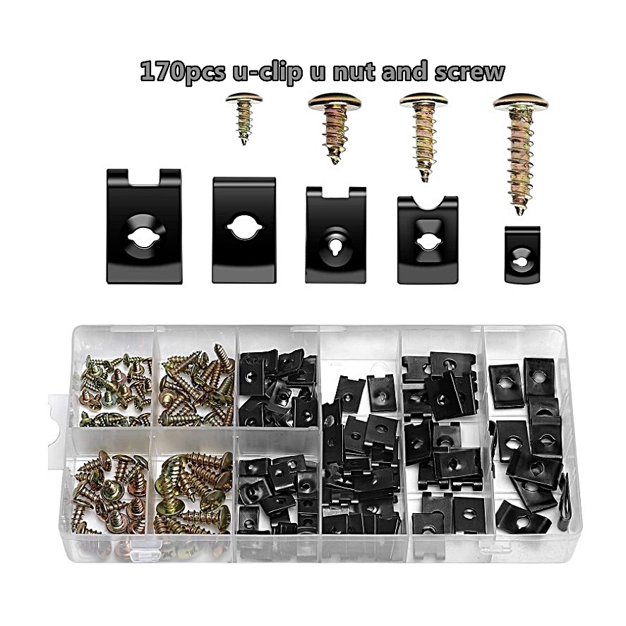 170pcs Skru Klip U-Clip U Nut Motorcycle Cover Set Body Screw Clip ...