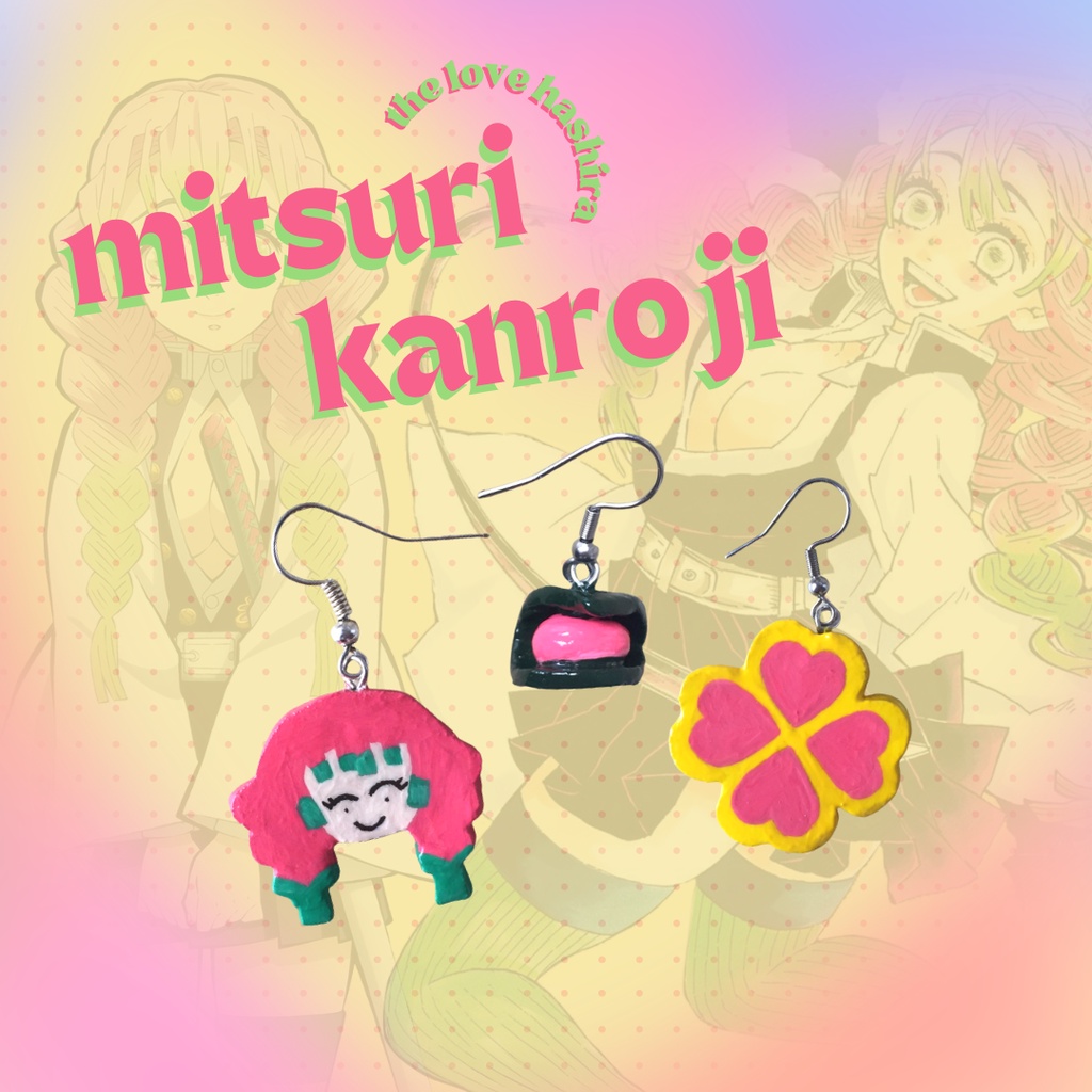demon slayer mitsuri kanroji inspired handmade clay earrings | Shopee ...