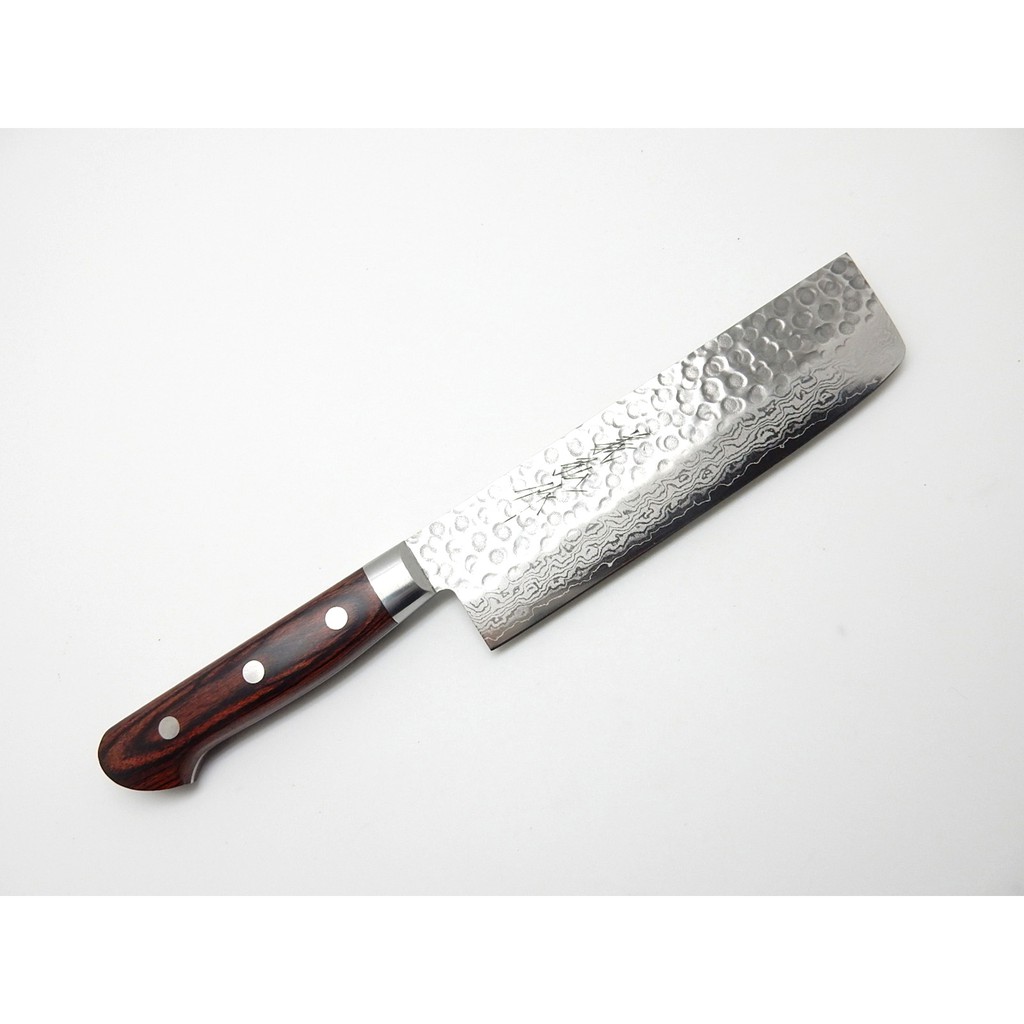 Yoshihiro VG-10 Hammered Damascus, HAA Japanese Chef's Nakiri Knife 160 ...