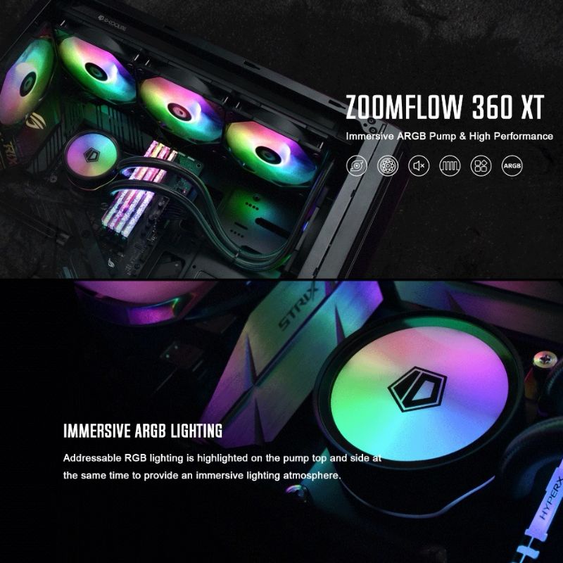 IDCooling Zoomflow 240XT V2/ 360XT Black/White /FrostFlow SNOW ARGB AIO CPU Liquid Cooler Id ...