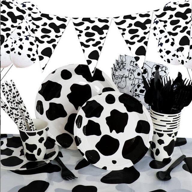 cows theme party Farm Animal Cow Print Birthday Party Supplies ...