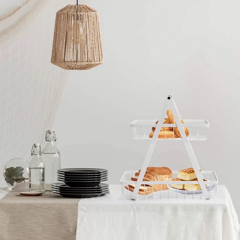 2-Tier Fruit Basket for Table Display Fruits Stand Detachable ...