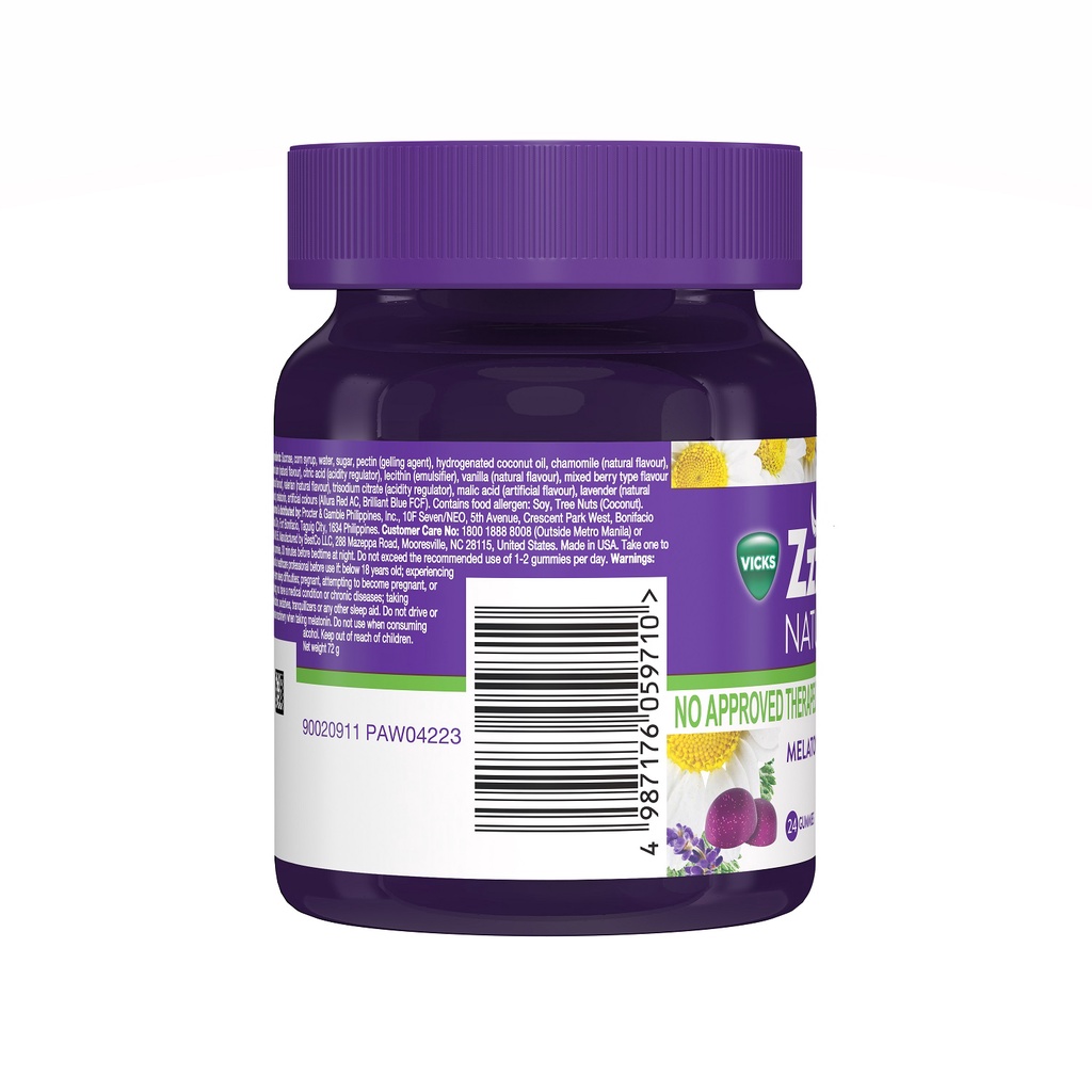 VICKS ZzzQuil Natura Sleep Melatonin 24 Gummies | Shopee Philippines