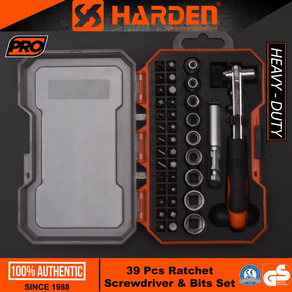 Harden 550939 39 Pcs Ratchet Screwdriver & Bits Set (Professional ...