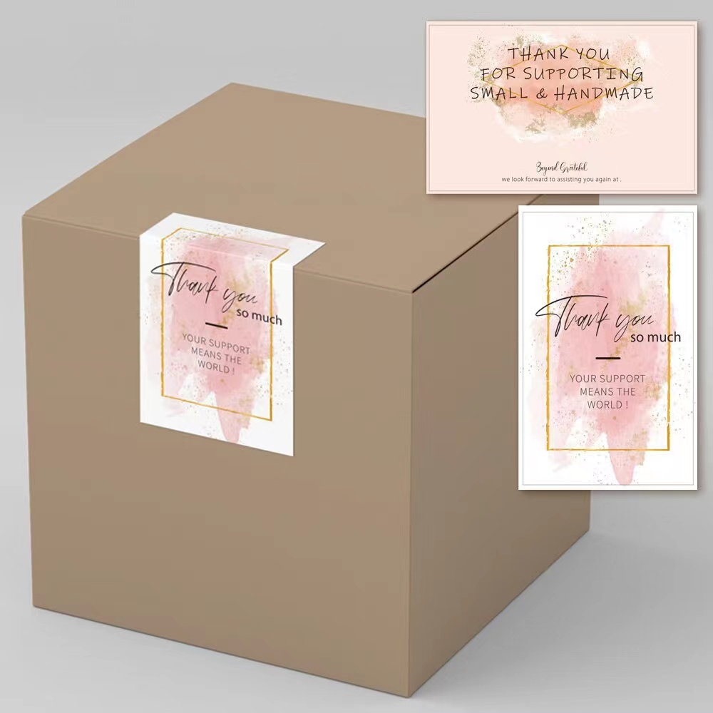 50pcs/Pack Thank You for Supporting Stickers Rectangle Package | Shopee ...