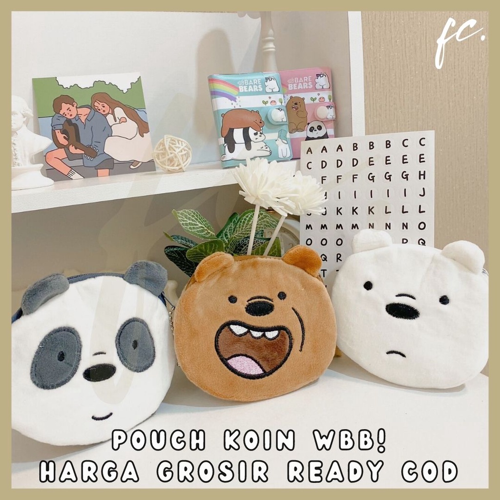 Coin Pouch We Bare Bears / Coin Purse Cloth Velvet Fur Bear WBB Miniso ...