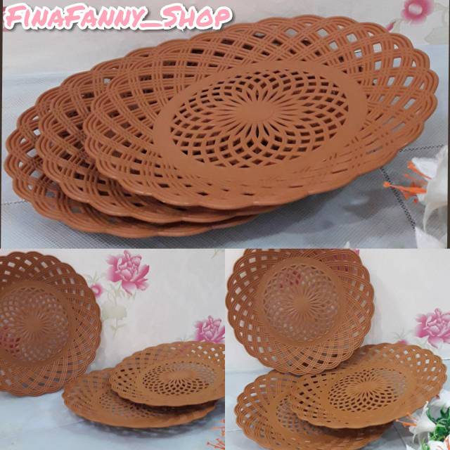 Plastic rattan woven plate | 1 dozen (12pcs) | Shopee Philippines