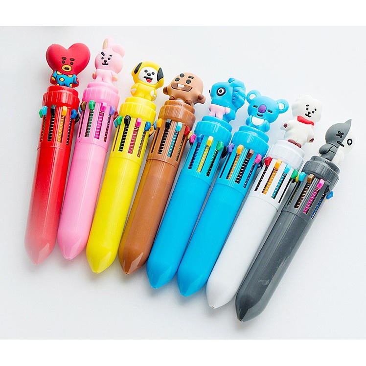 BTS BT21 Ballpoint Pen Writing Tool 10 Colors Ink | Shopee Philippines