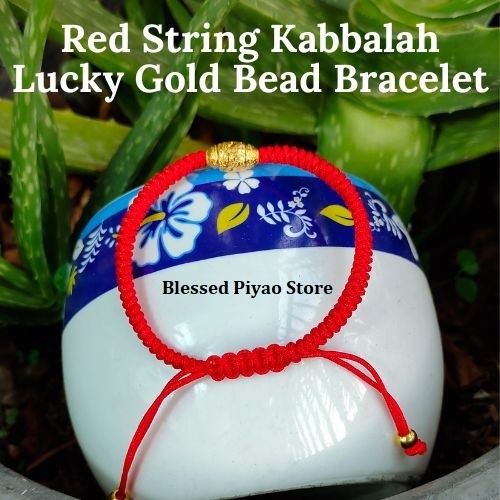 Fengshui Red String Kabbalah Lucky Gold Bead couple red string Blessed magnet adjustable ...