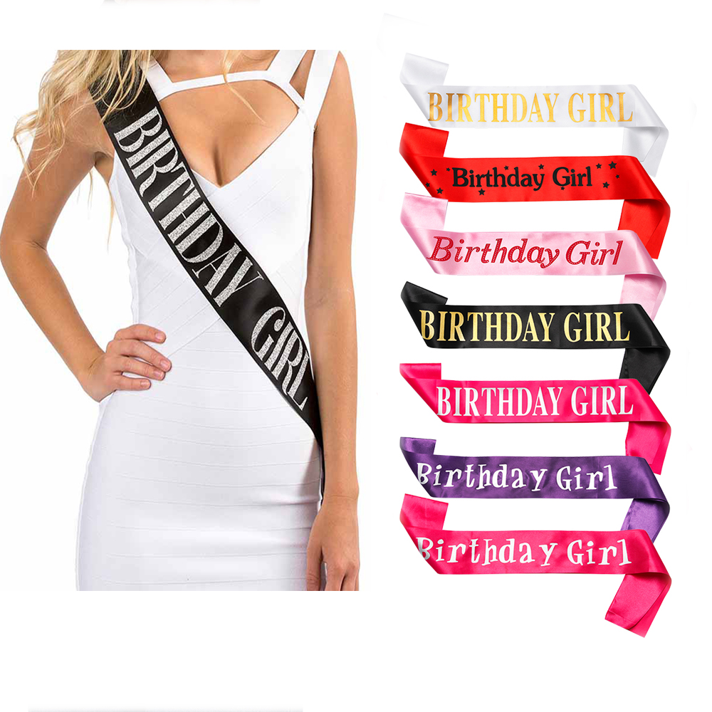 Birthday Girl Glitter Satin Sash Mermaid Birthday Girl Ribbons Shoulder ...