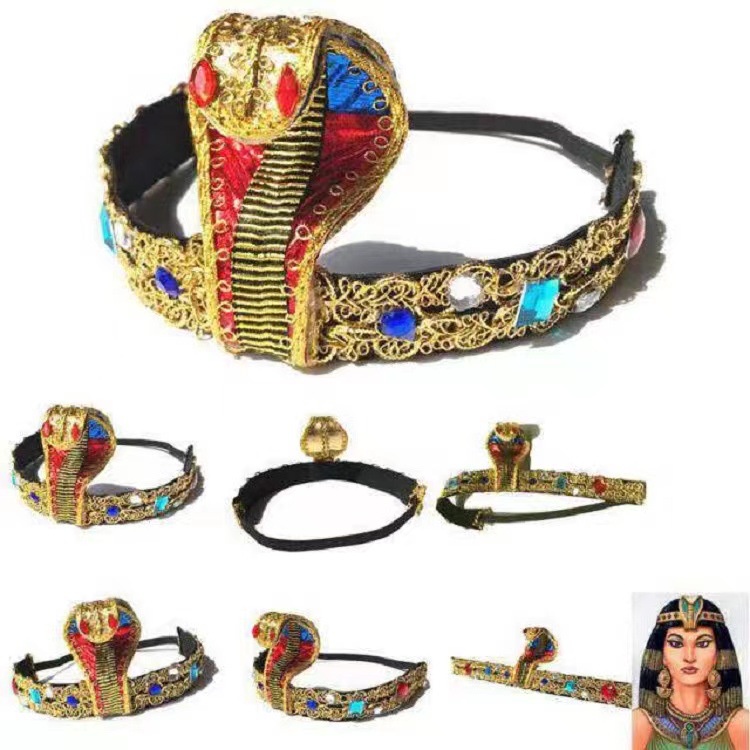 Egyptian Pharaoh Headdress Necklace Bracelet Set Gorgeous cosplay ...