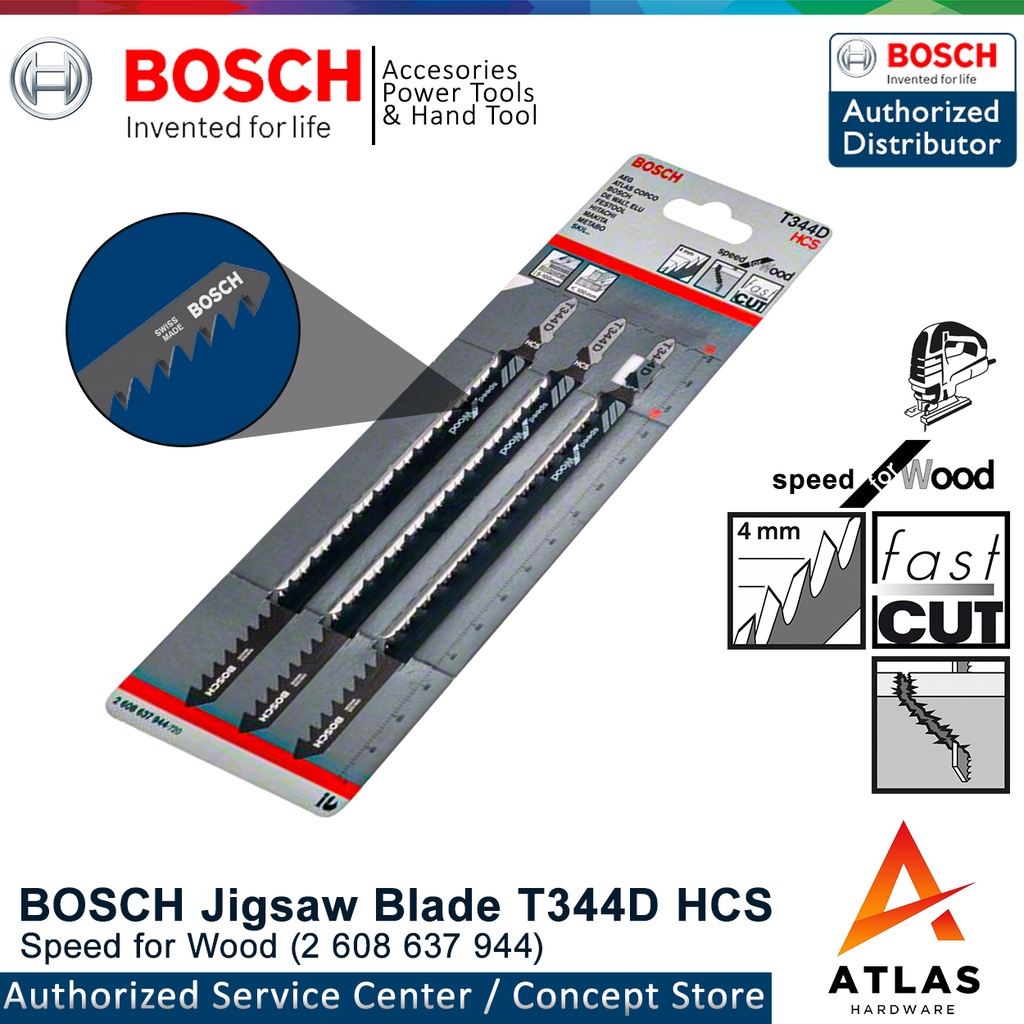 Bosch T344D HCS 2608637944 Jigsaw Blade Speed for wood Coarse Straight ...