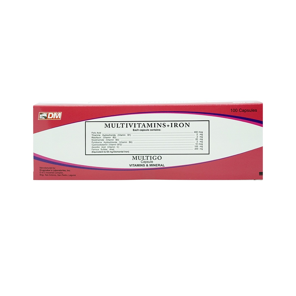 Multigo Multivitamins+Iron Capsule Vitamins & Mineral (100 pcs 1 box ...