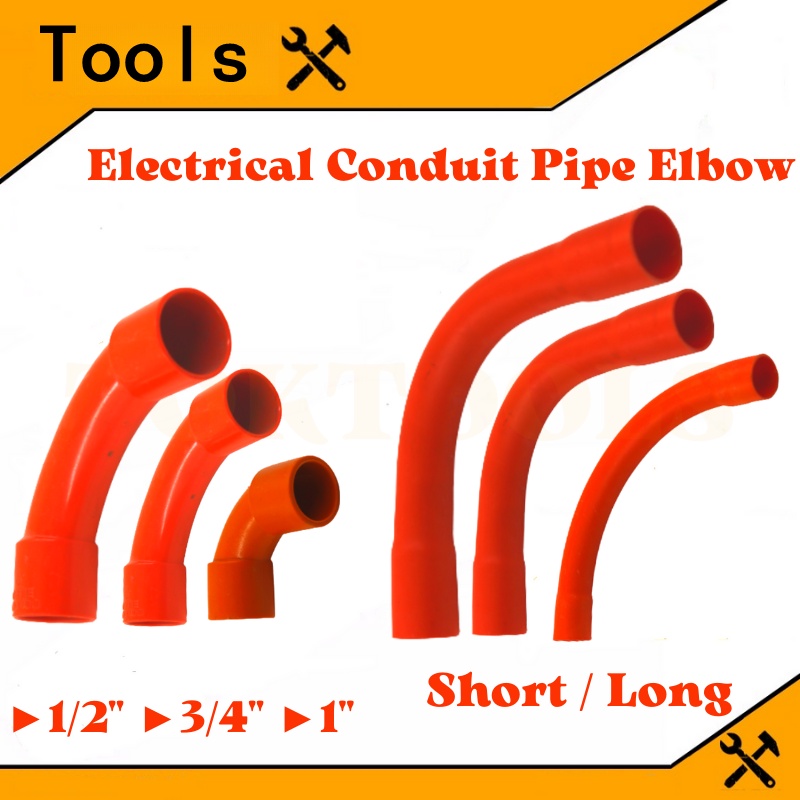 PVC Conduit Elbow Short / Long 1/2" 3/4" 1" Orange Electrical Conduit ...