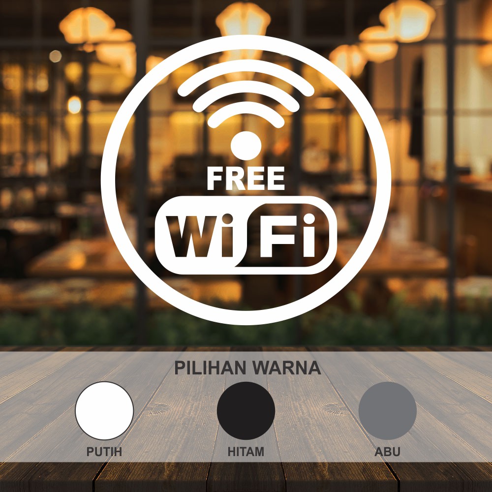 Cutting Sticker Free Wifi Round Glass Sticker Cafe Resto Wall Sticker ...
