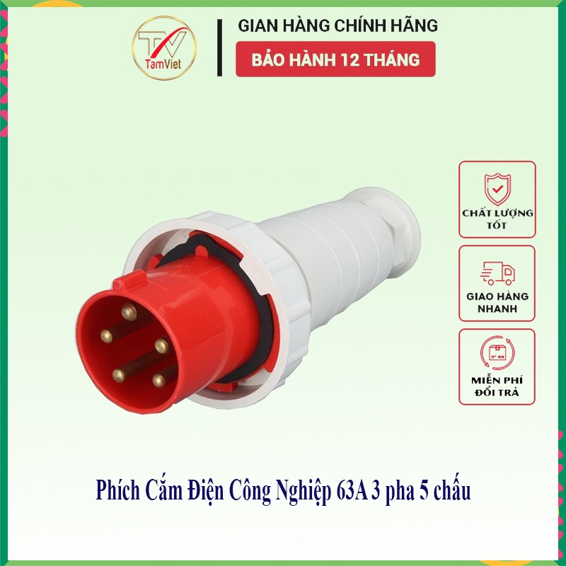 Tam Viet industrial plug, 63A 3-phase 5-pin 380V industrial power plug ...