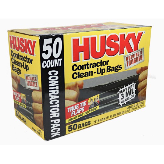 Husky 42 Gallon Contractor Clean-Up 3-Mil Trash Bags (50-Count ...