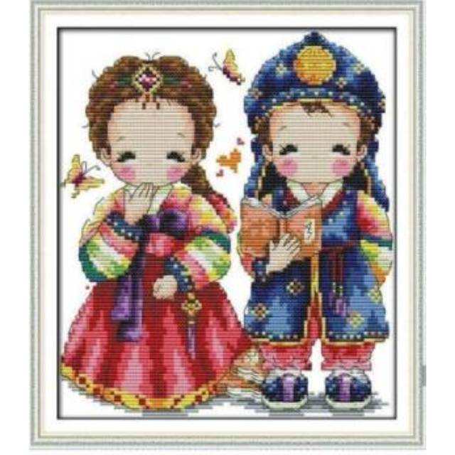 Cross stitch package korean couple wedding fabric pattern korean couple ...